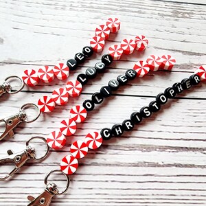 Personalized Christmas Keychain With Candy Beads, Custom Name Keychain ...
