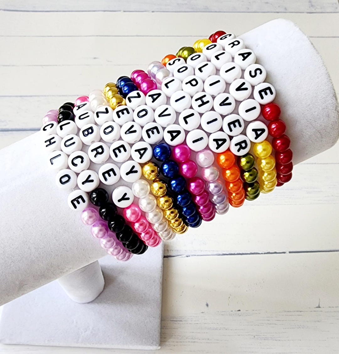 Custom Beaded Name Bracelet, Personalized Jewelry, Handmade Gift for ...
