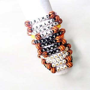 Name Bracelet With Basketball Ball, Personalized Sports Bracelet, Match ...