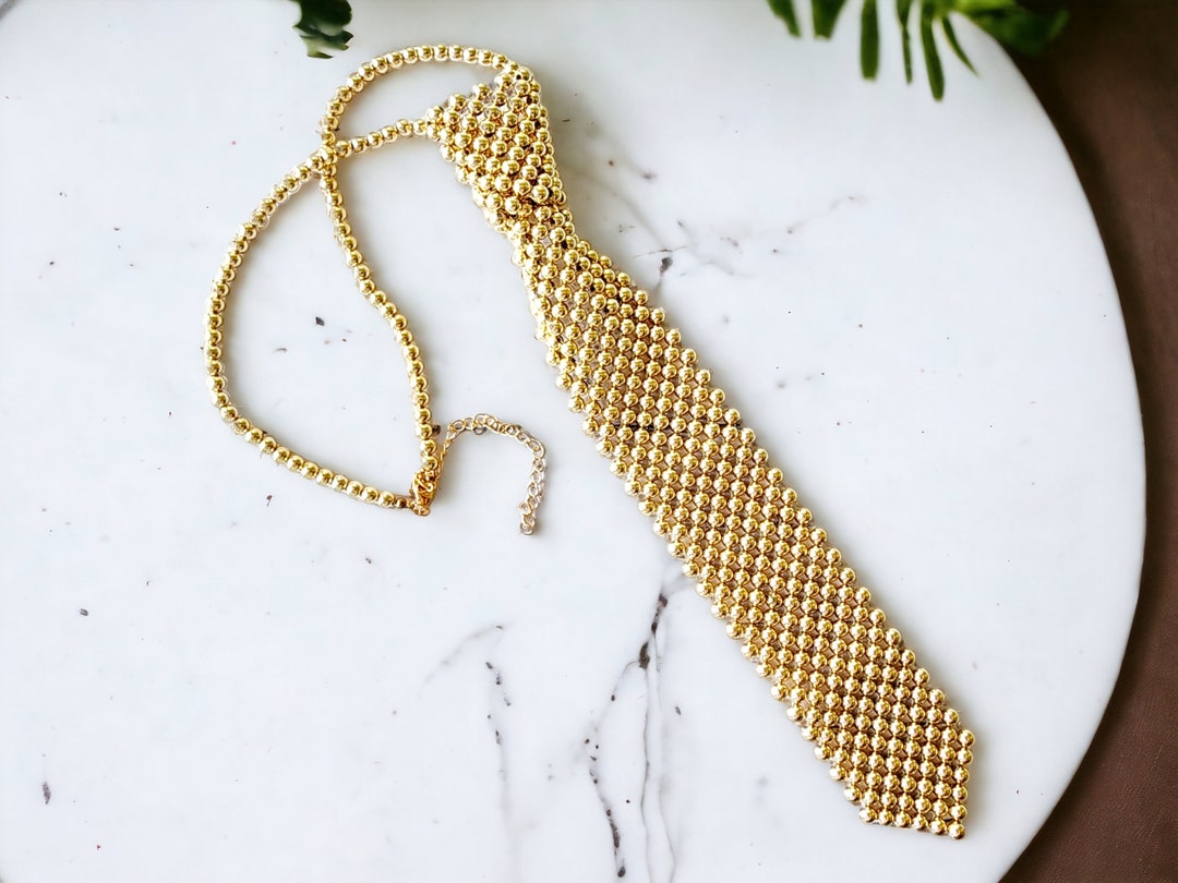 Gold Pearl Beaded Necktie, Elegant Jewelry Tie for Women,ultimate ...