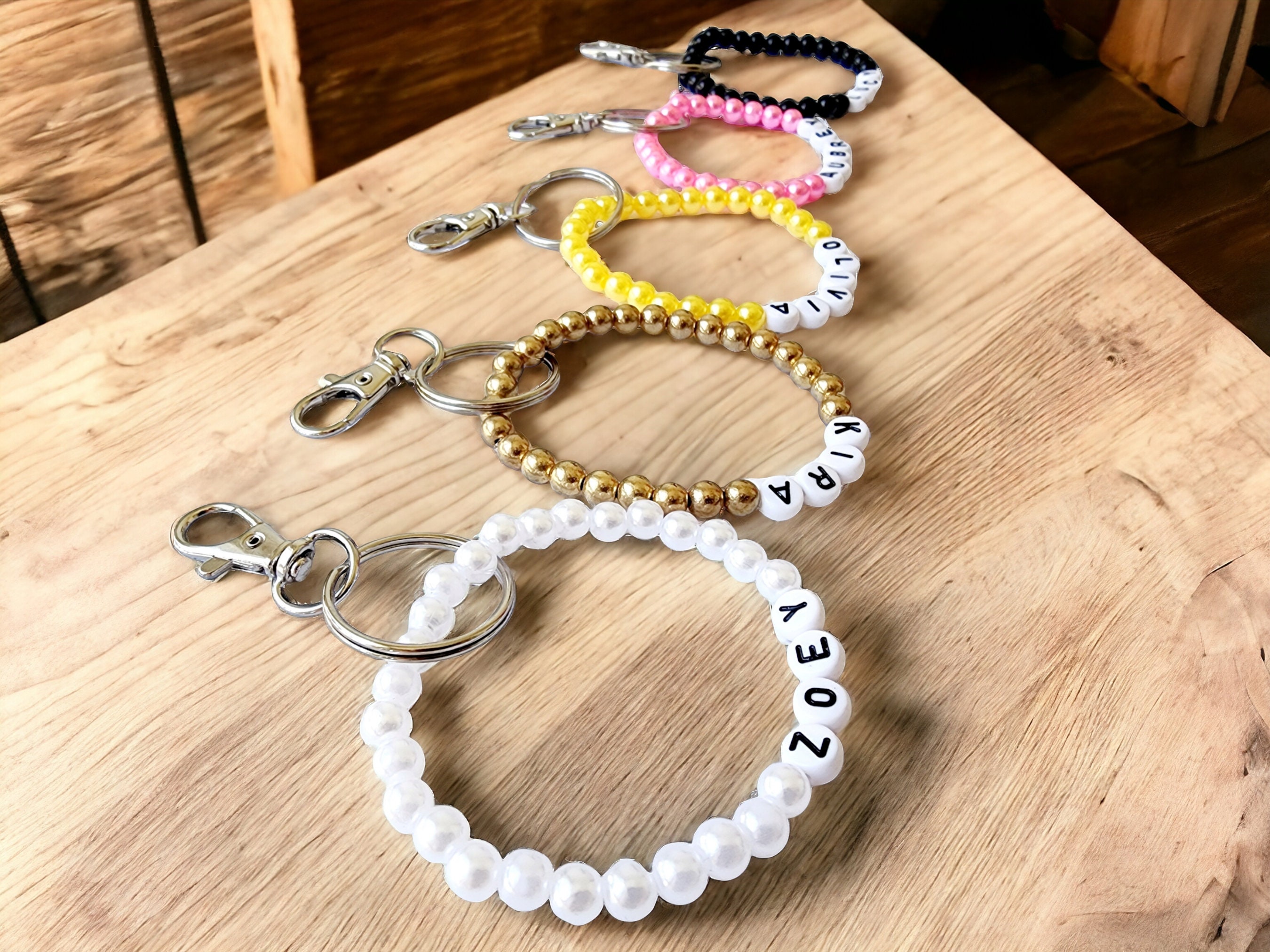 Custom Beaded Name Keychain, Personalized Name Keychain, Custom ...