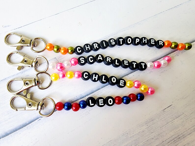 Custom Beaded Name Keychain, Personalized Name Keychain, Custom ...