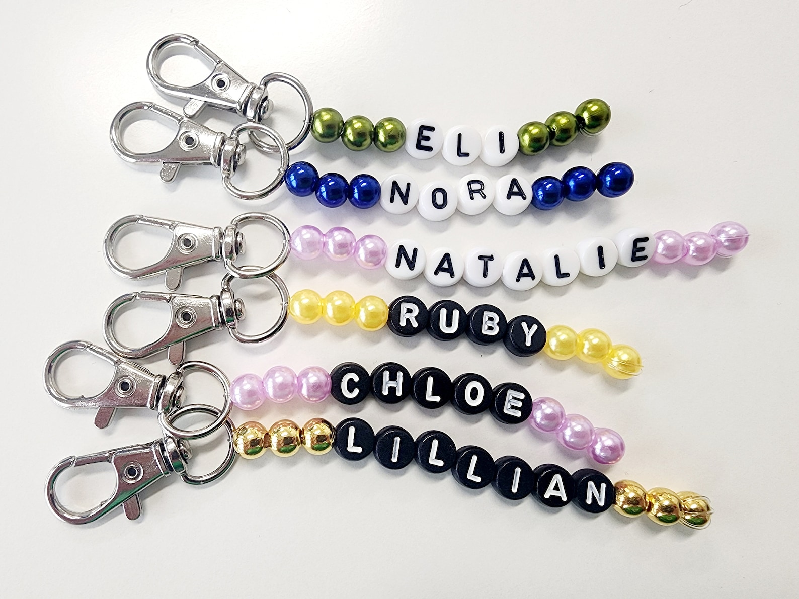 Custom Beaded Name Keychain, Personalized Name Keychain, Custom ...