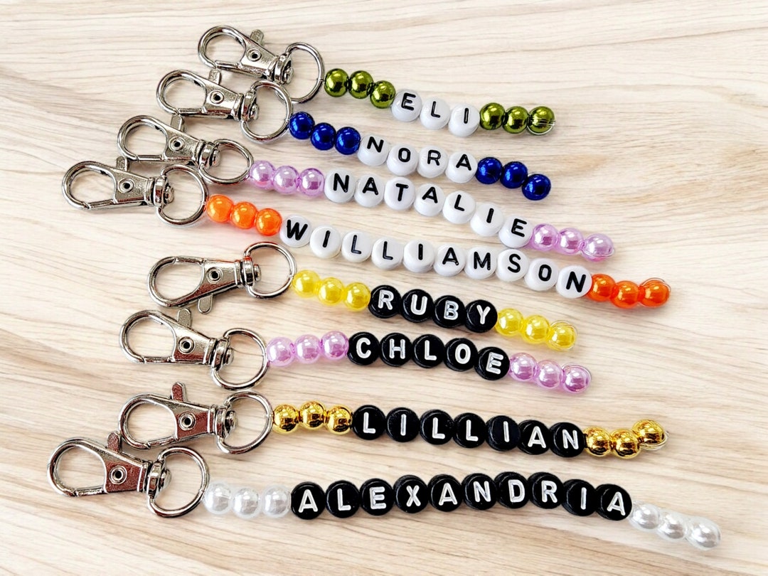 Custom Beaded Name Keychain, Personalized Name Keychain, Custom ...