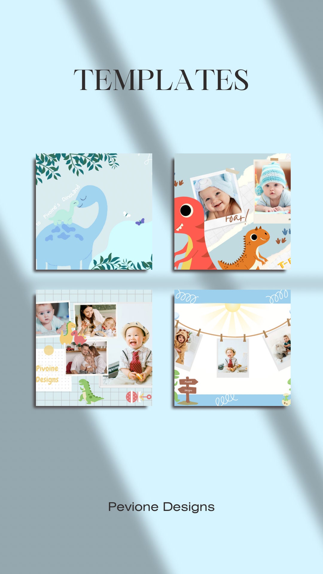 Editable Dinosaur Digital Journal, Scrapbook & Photo Album Templates 8 ...