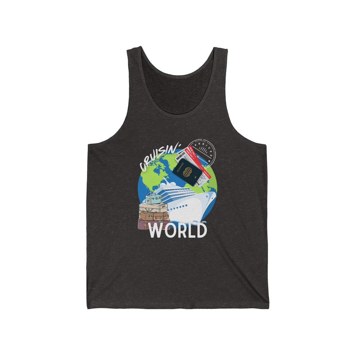 Cruisin' World Cruise Ship Vacation Themed Holiday Unisex Jersey Tank ...