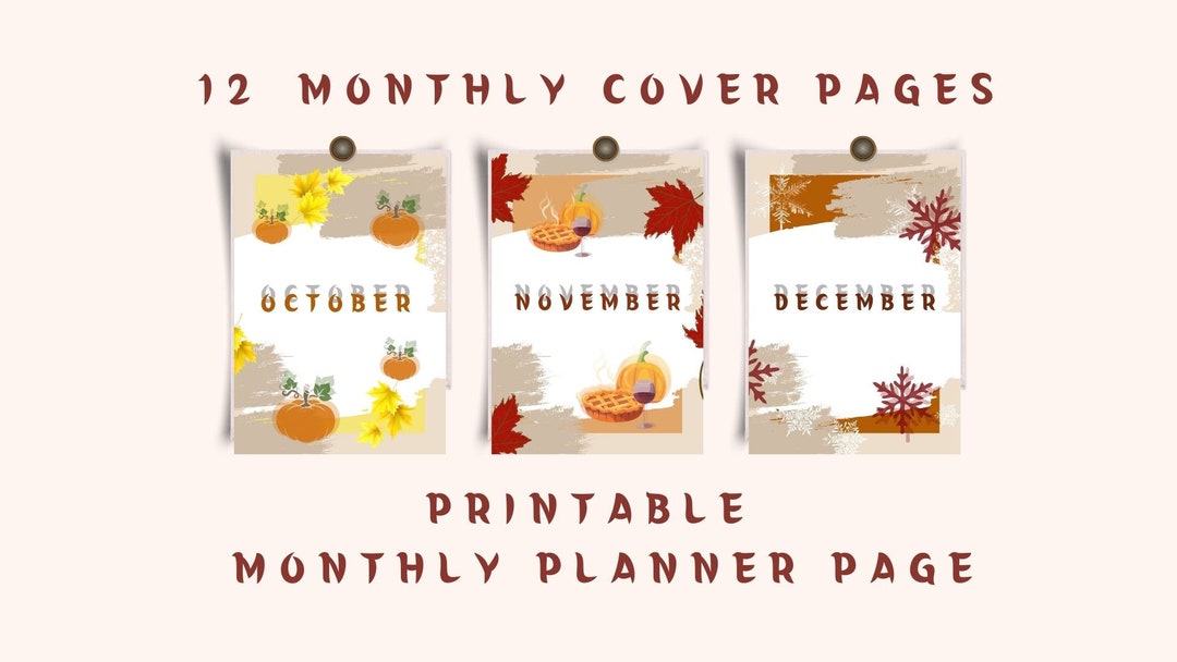 12 Monthly Cover Pages Digital A5 Journal Monthly Page Monthly Planner ...