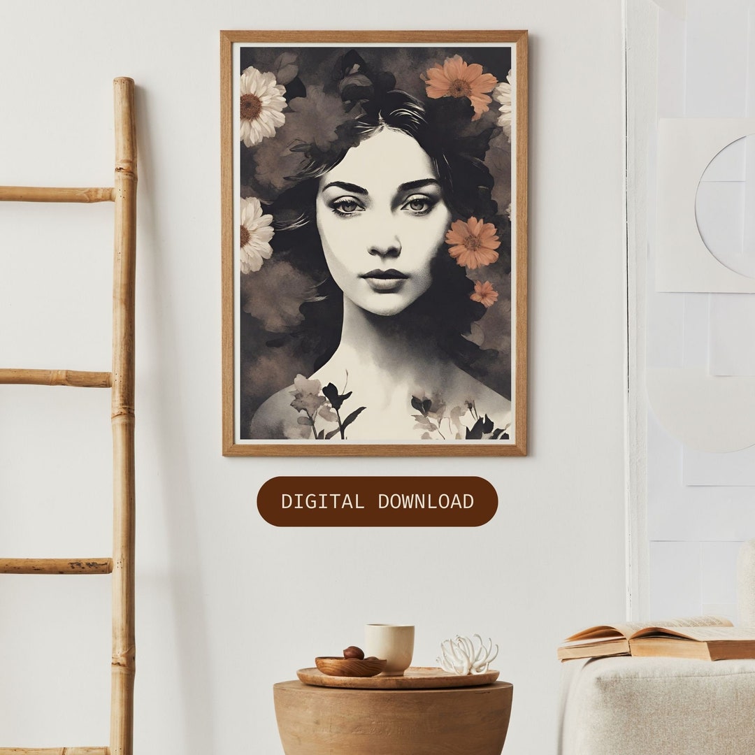 Vintage Woman Printable Wall Art Digital Download Aesthetic Nostalgia ...