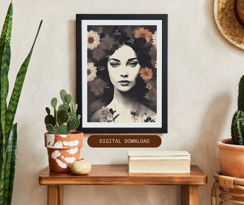 Vintage Woman Printable Wall Art Digital Download Aesthetic Nostalgia ...