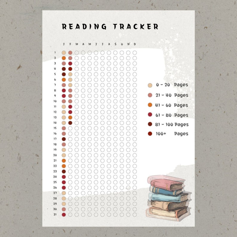 Reading Tracker A5 Journal Page Printable Tracker Daily Habit Tracker ...