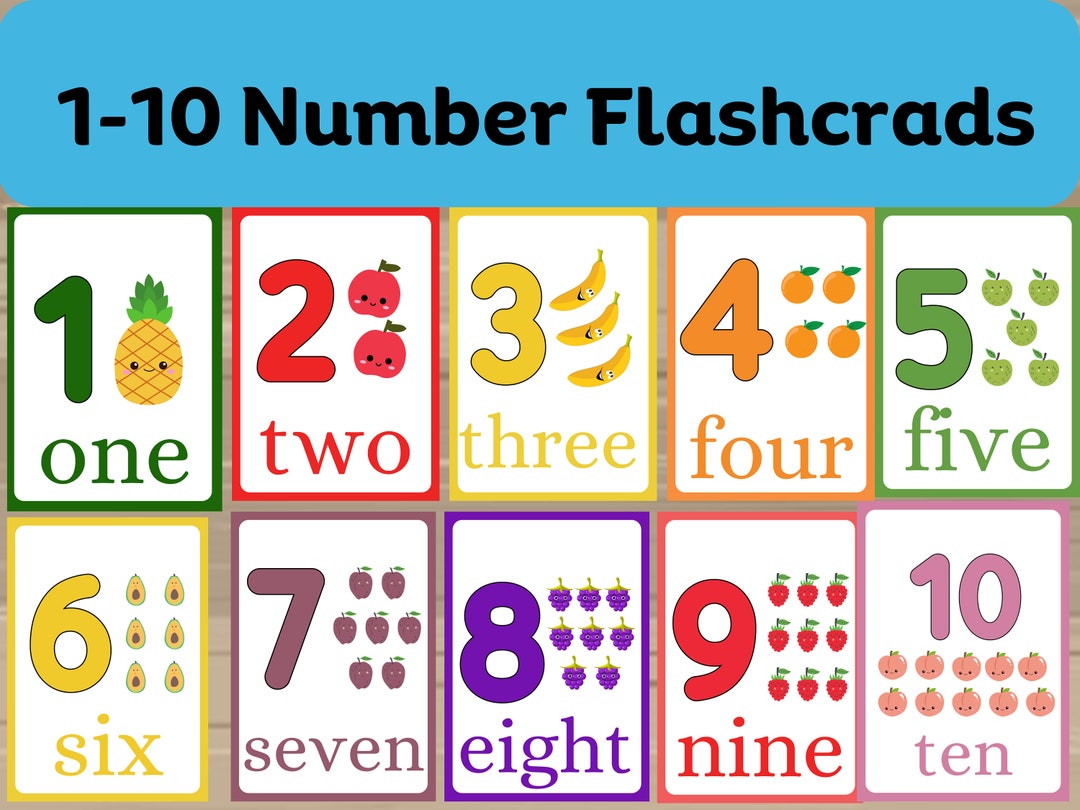 Fruit Number Flashcards 1-10: Preschool Counting Activity (instant ...