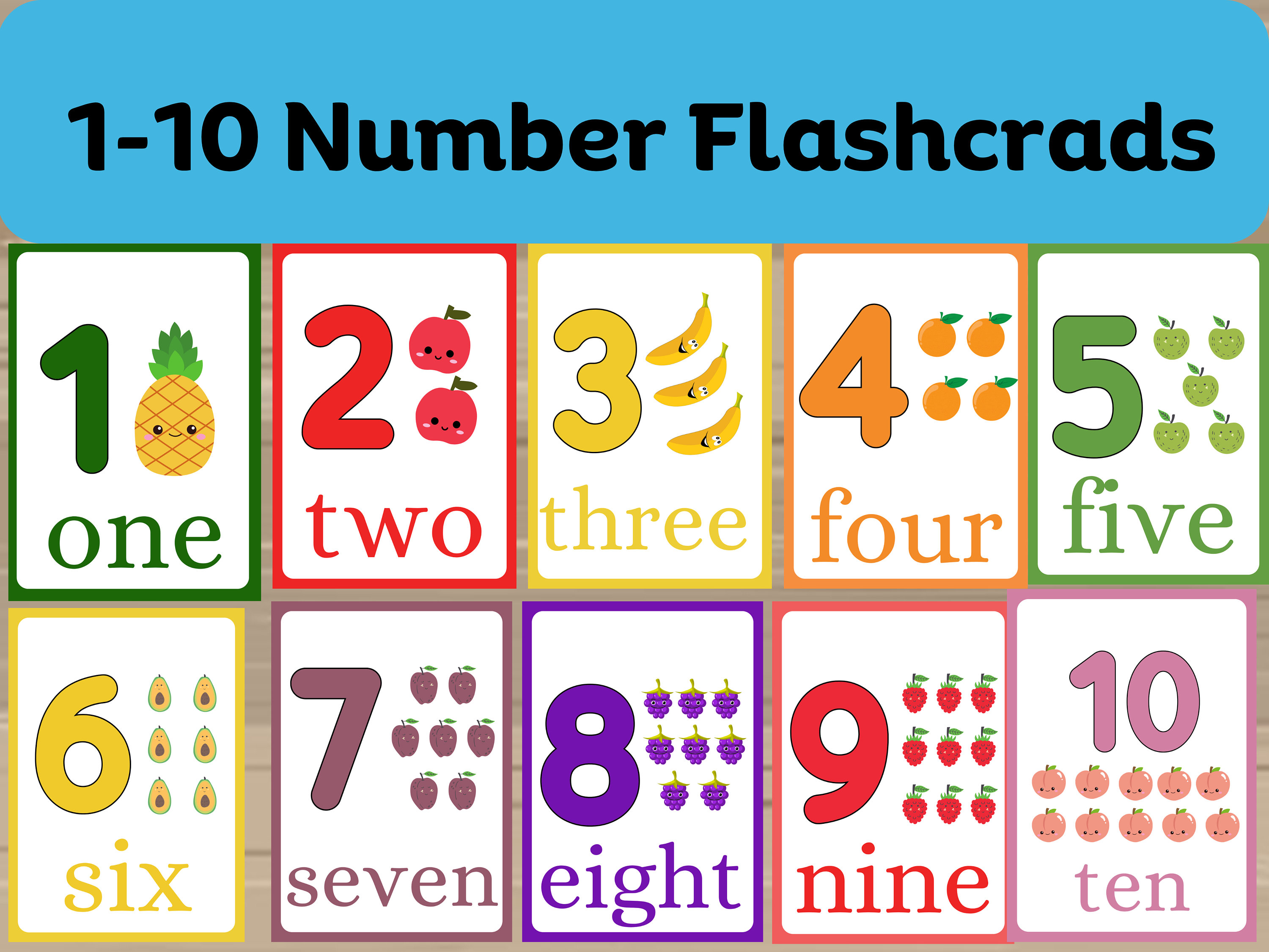 Fruit Number Flashcards 1-10: Preschool Counting Activity (instant ...