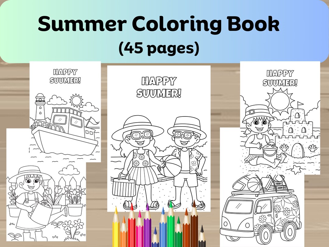 Summer Coloring Pages, Summer Printable, Beach Coloring Sheets, Beach ...