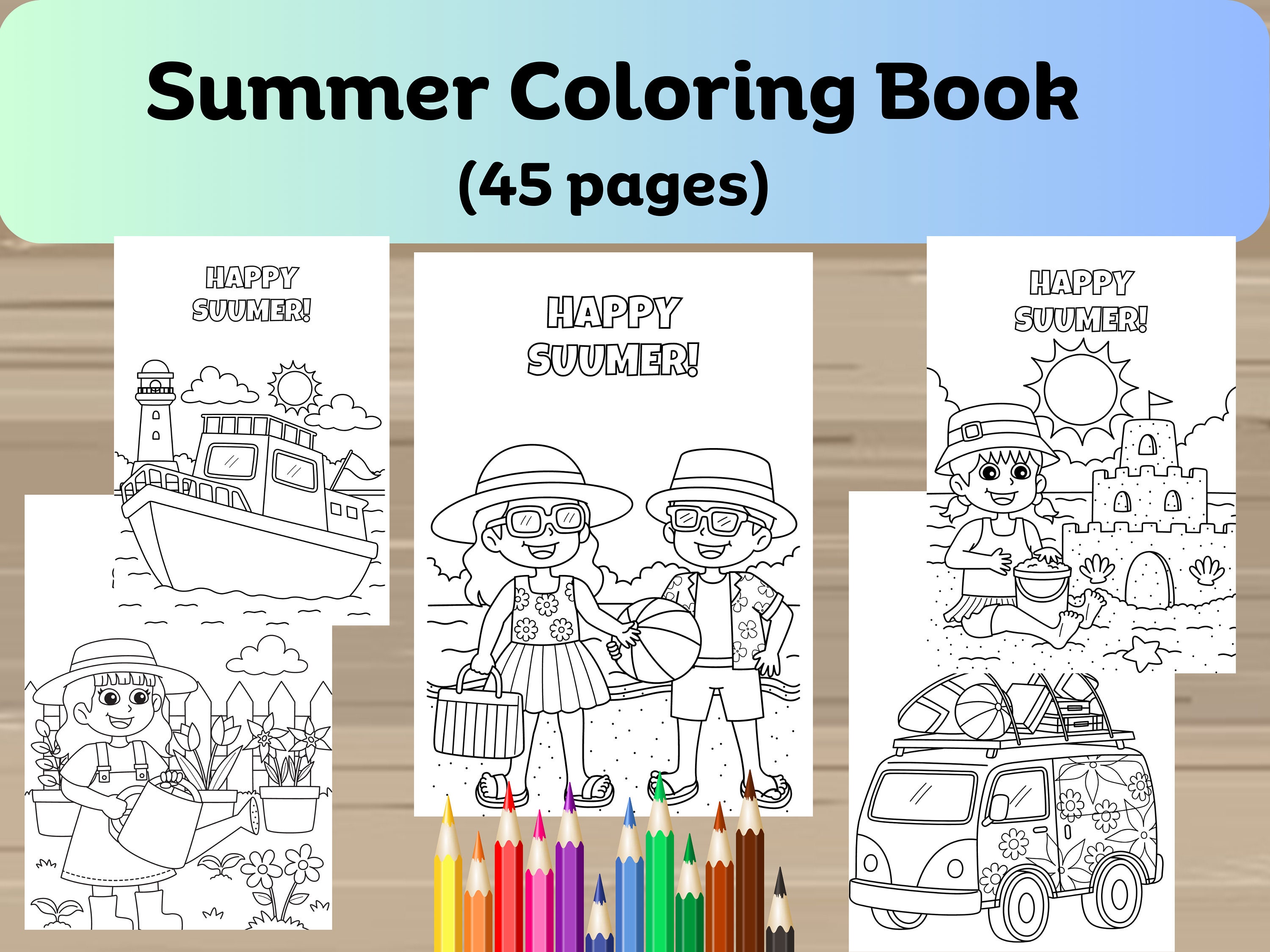 Summer Coloring Pages, Summer Printable, Beach Coloring Sheets, Beach ...