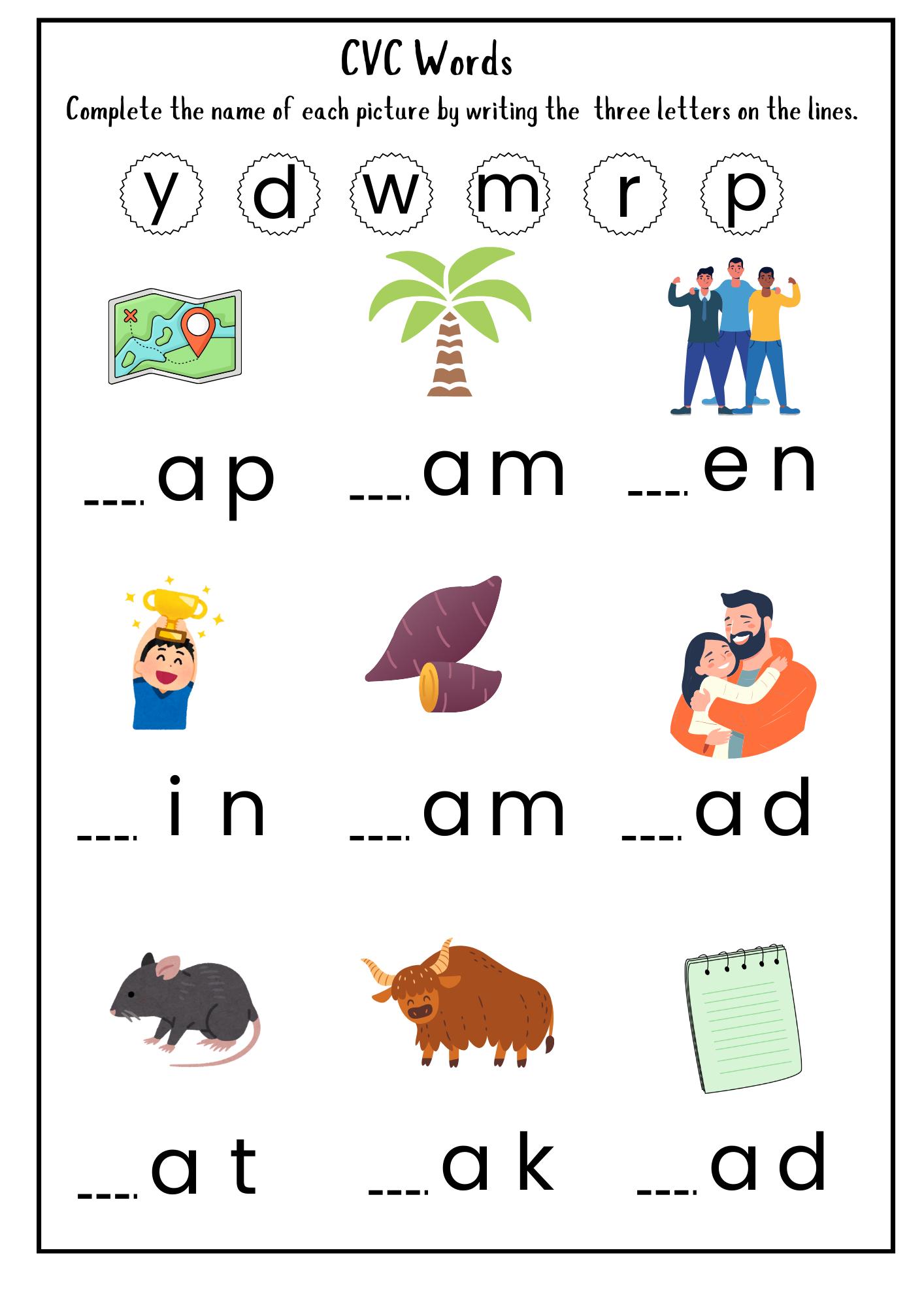 CVC Words Beginning Sound Worksheets: Phonics Practice (printable) - Etsy