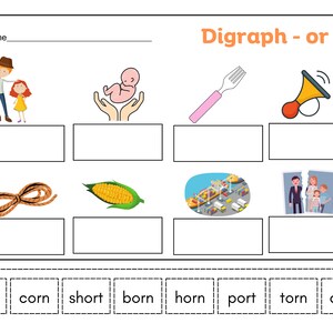 Phonics Digraph Worksheets, Preschool Phonics Picture Matching Sheets ...