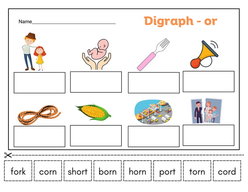 Phonics Digraph Worksheets, Preschool Phonics Picture Matching Sheets ...