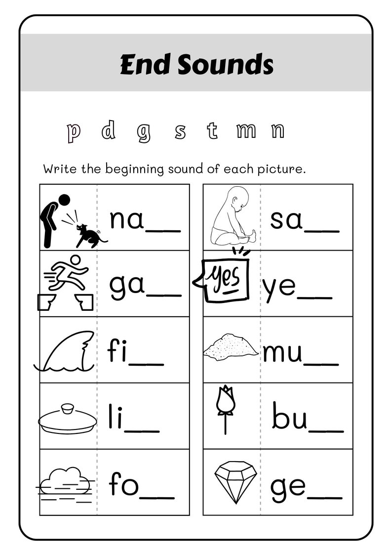 EYFS Phonics, CVC Words Printable, Learn to Read, Phonics CVC Word End ...