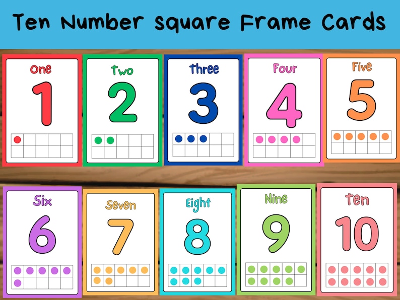 Number Flashcards: Ten Frame Cards 1-10 (printable) - Etsy