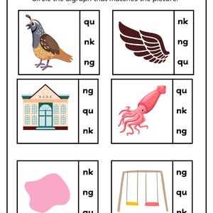 Phonics Digraph Worksheets for Kids | Match Sounds to Pictures| Early ...