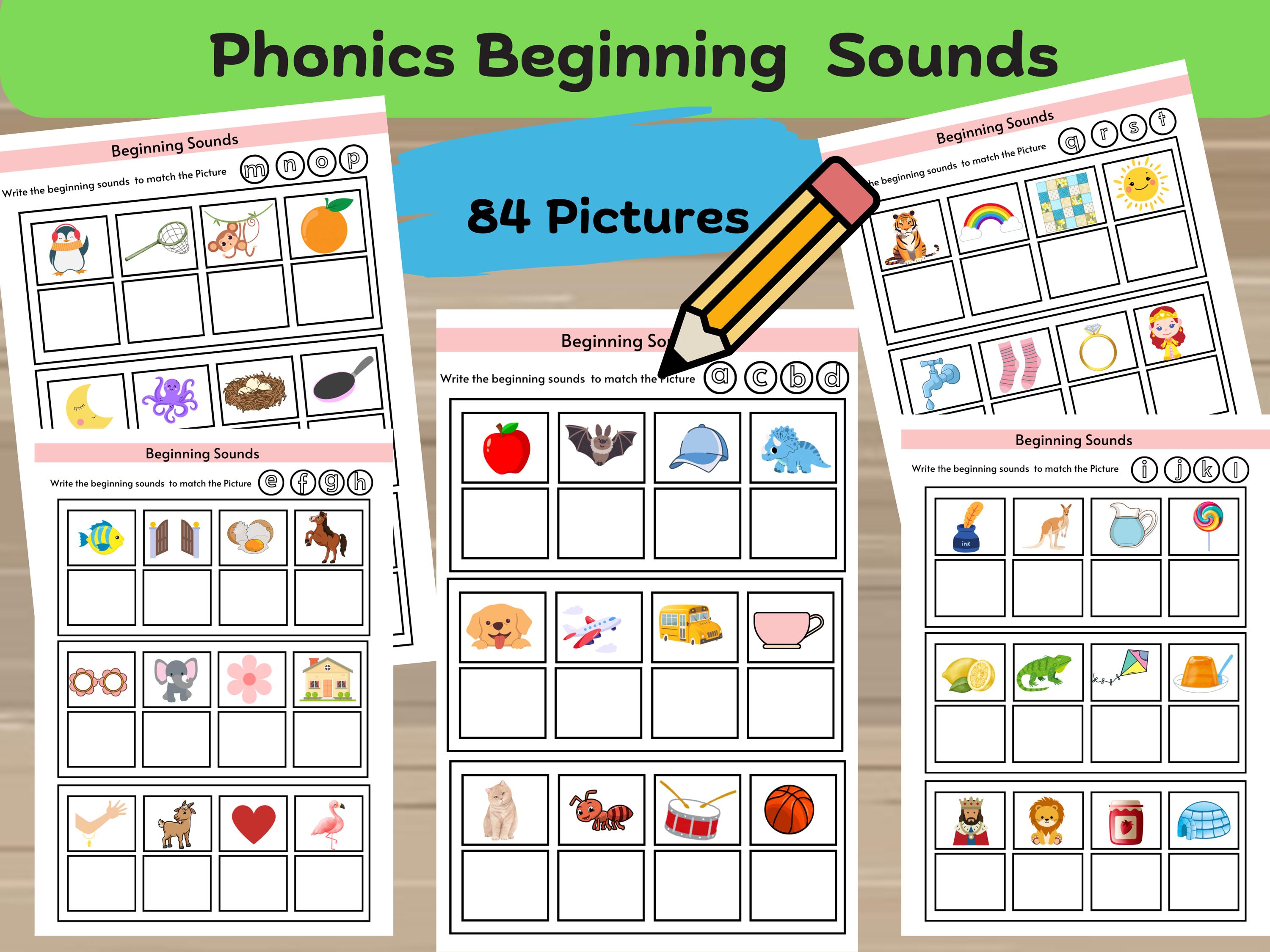 Phonics Beginning Sound Worksheets, Initial Sound Phonics Practice ...