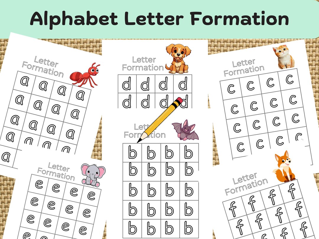 Animal Alphabet Tracing Worksheets: Preschool Letter Formation ...