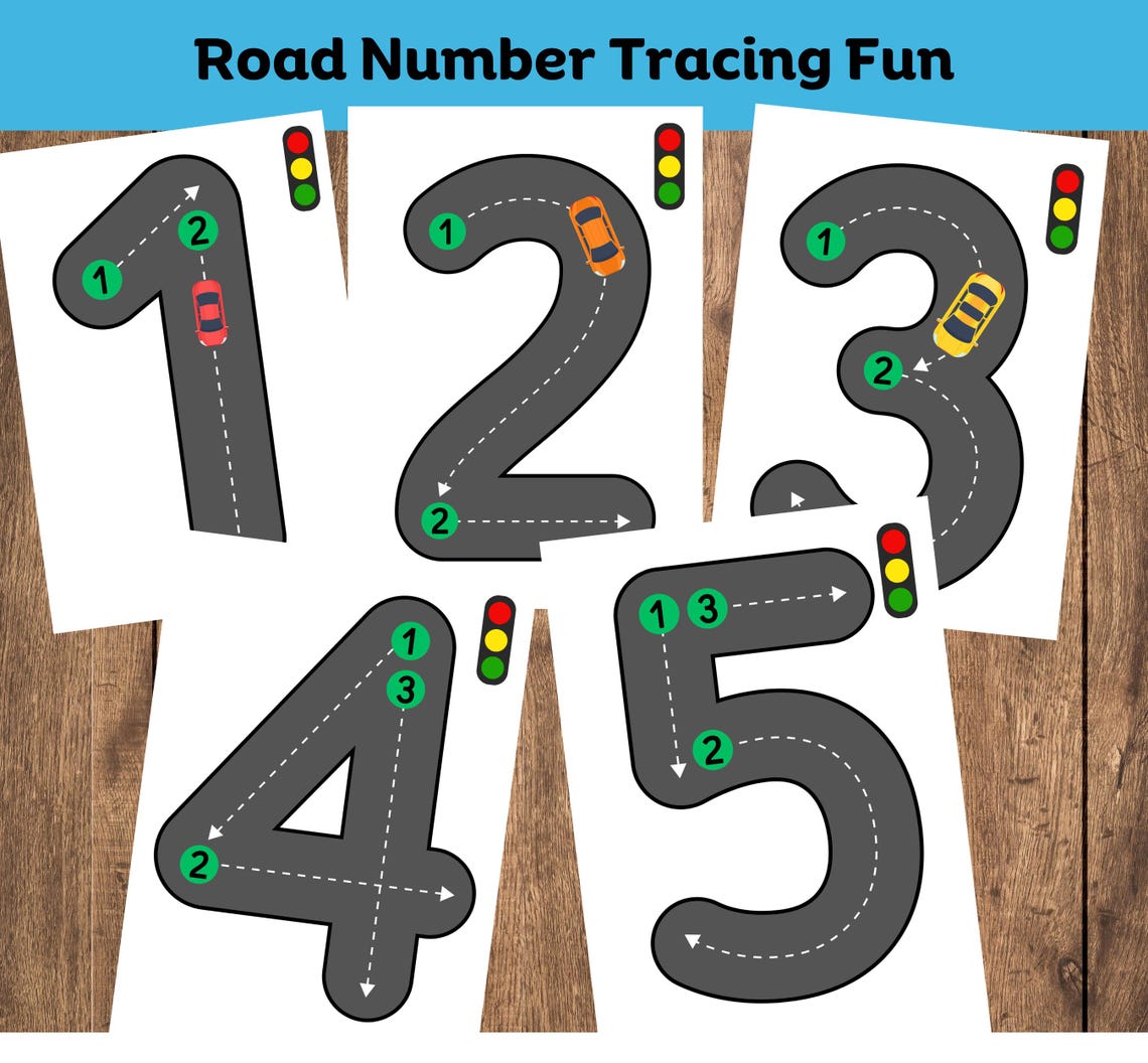 Road Numbers Tracing Worksheet 1-10: Preschool Handwriting Practice ...