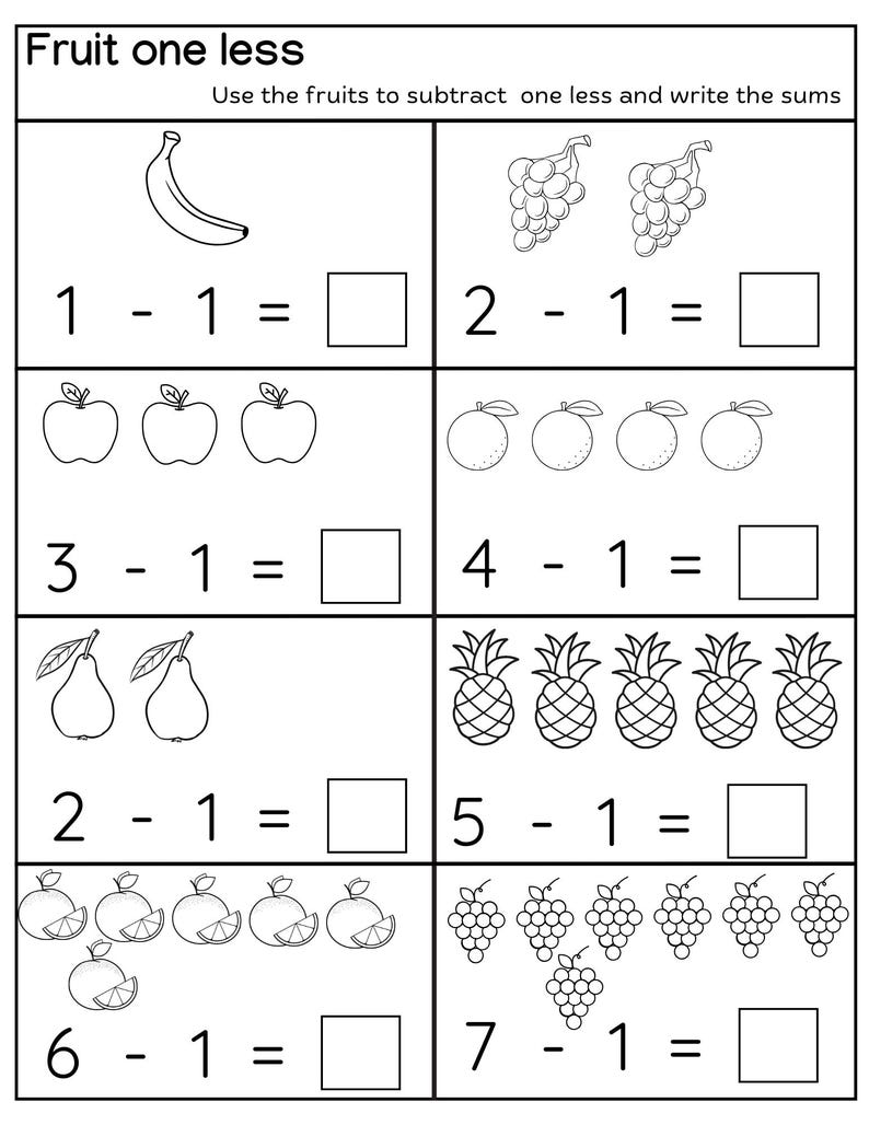 Fruit Math Worksheets: Addition, Subtraction, Problem Solving (PDF ...