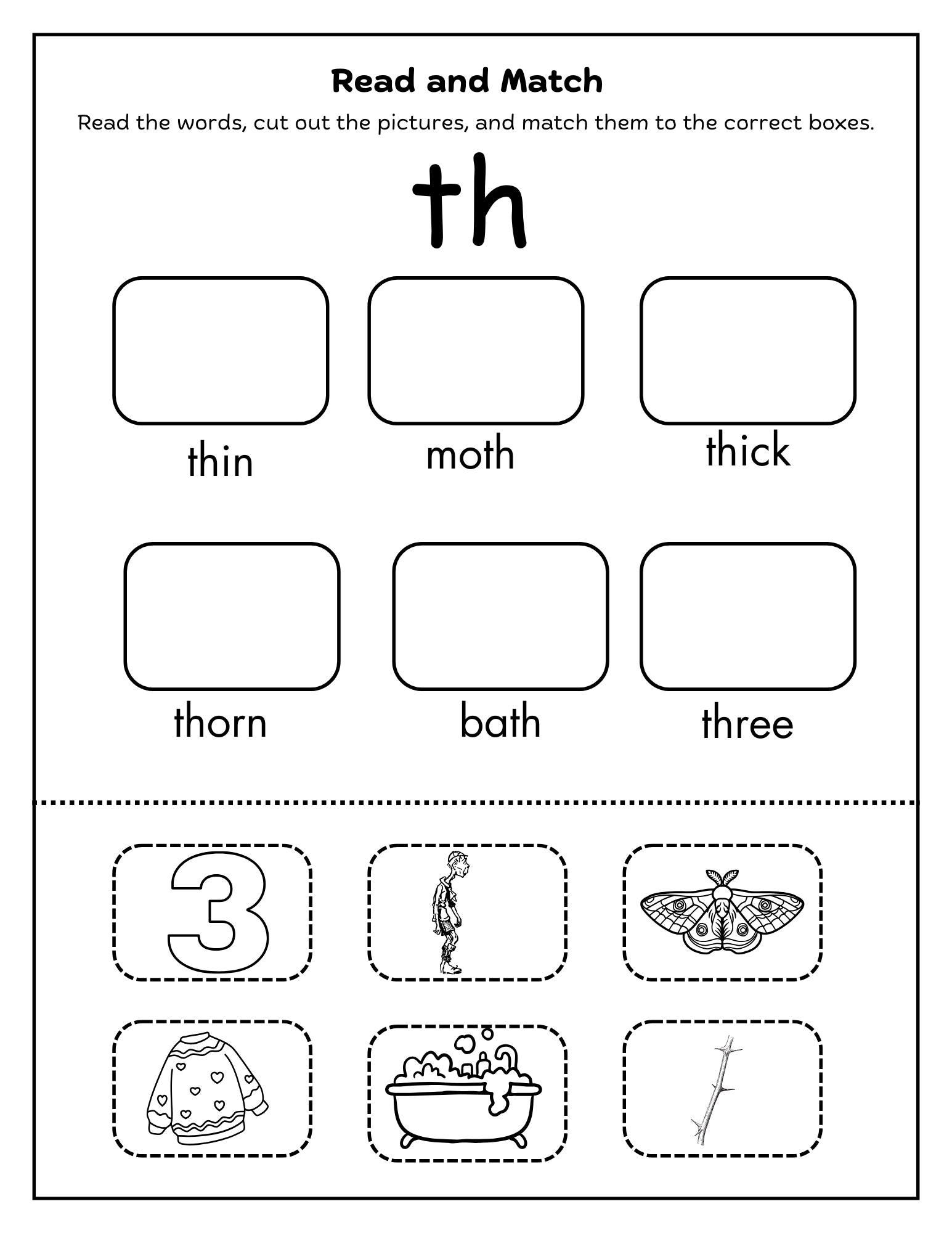 Phonics Digraph Worksheets: Read and Match Activity (PDF) - Etsy