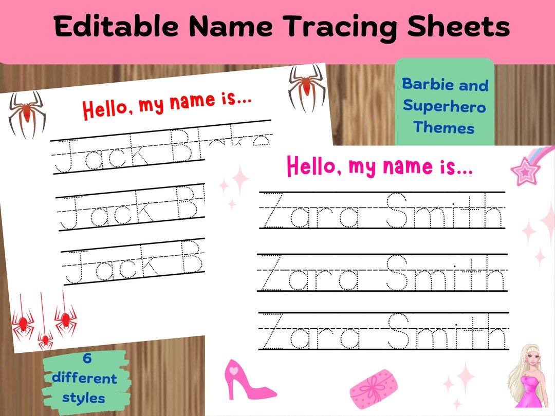 Editable Name Writing Practice, Custom Name Tracing Sheets ...