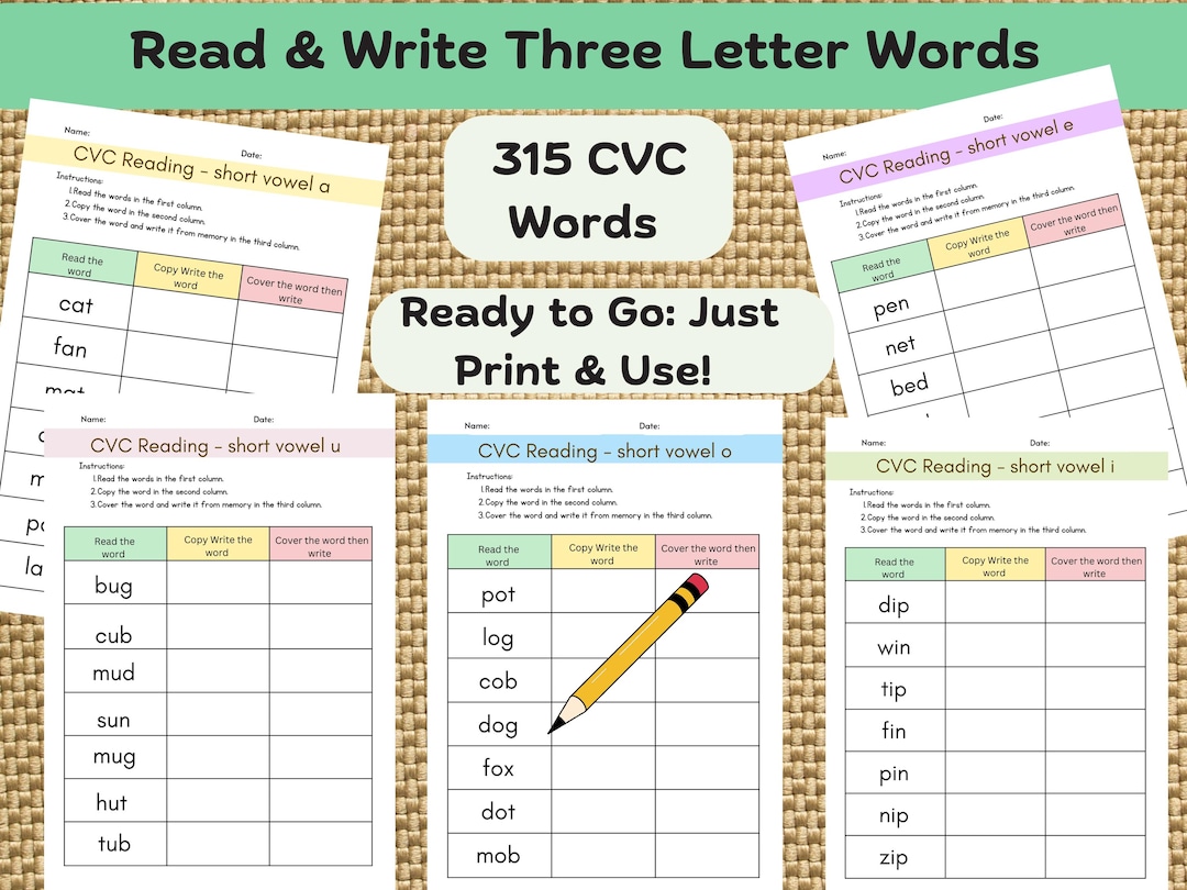 Phonics 3 Letter Word Cards, Phonics Mat, Phonics Notebook, Phonics ...