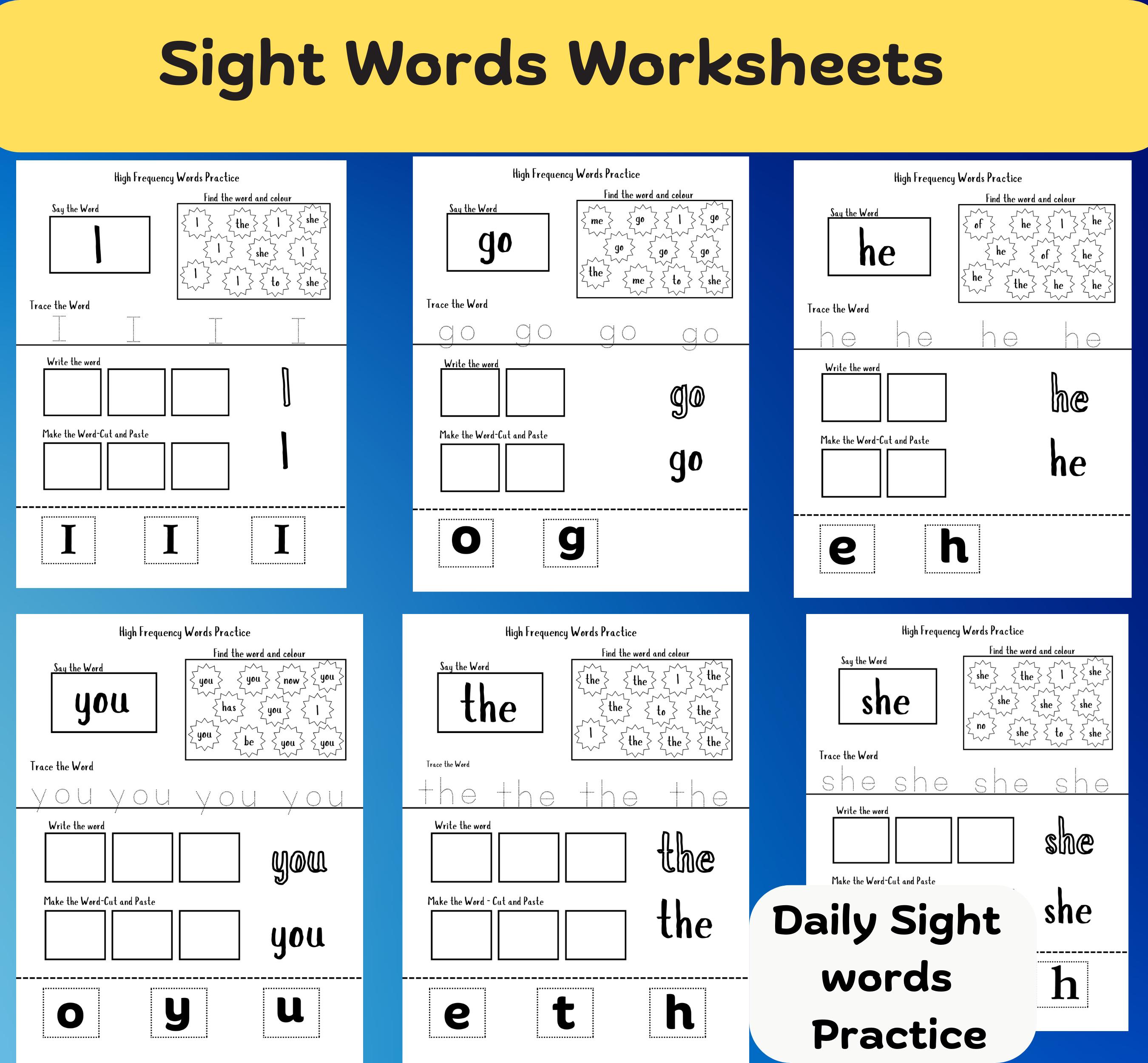 Phonics Sight Words Worksheets | High Frequency Words | Early Learning ...