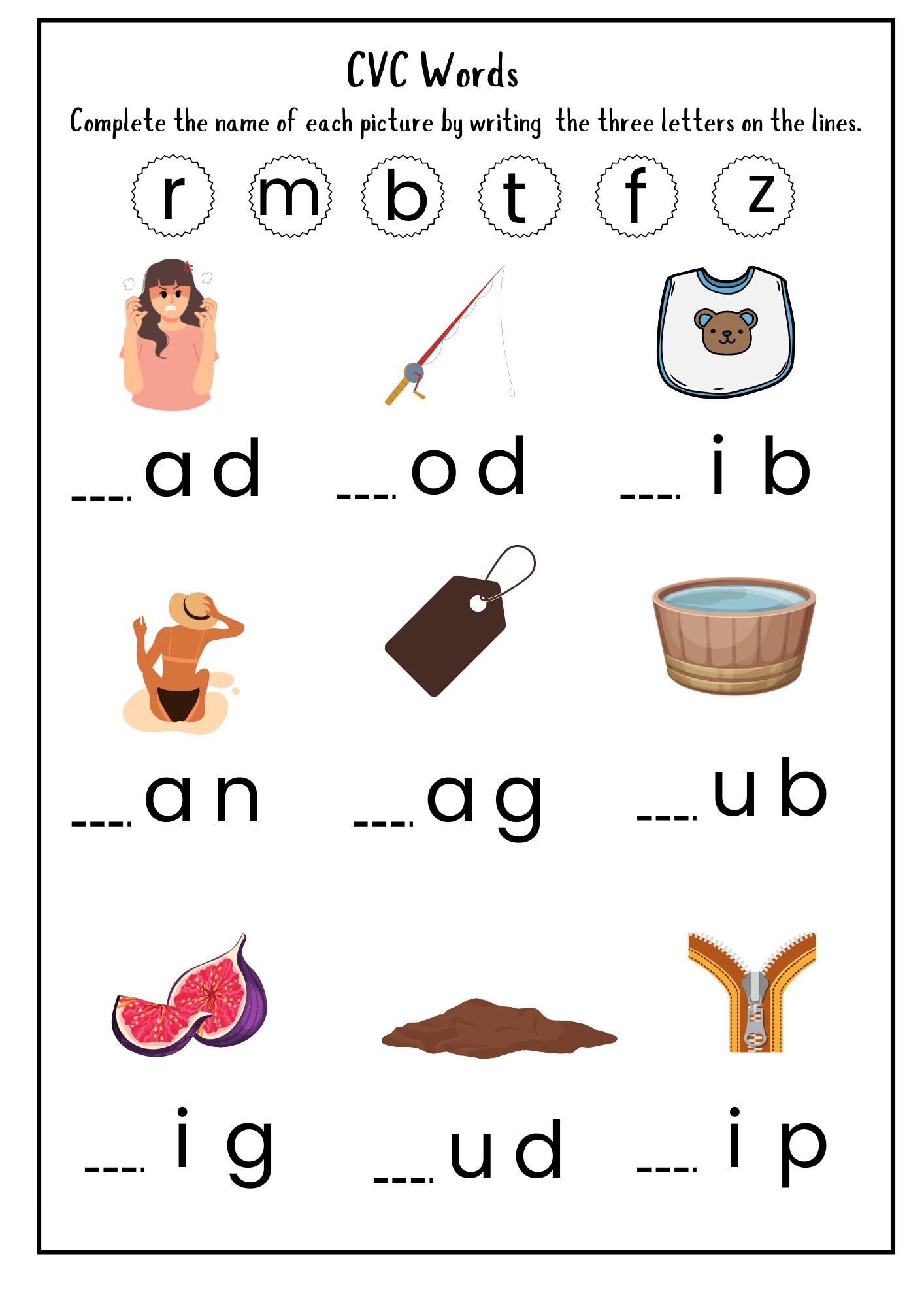 CVC Words Beginning Sound Worksheets | Phonics Practice for Early ...