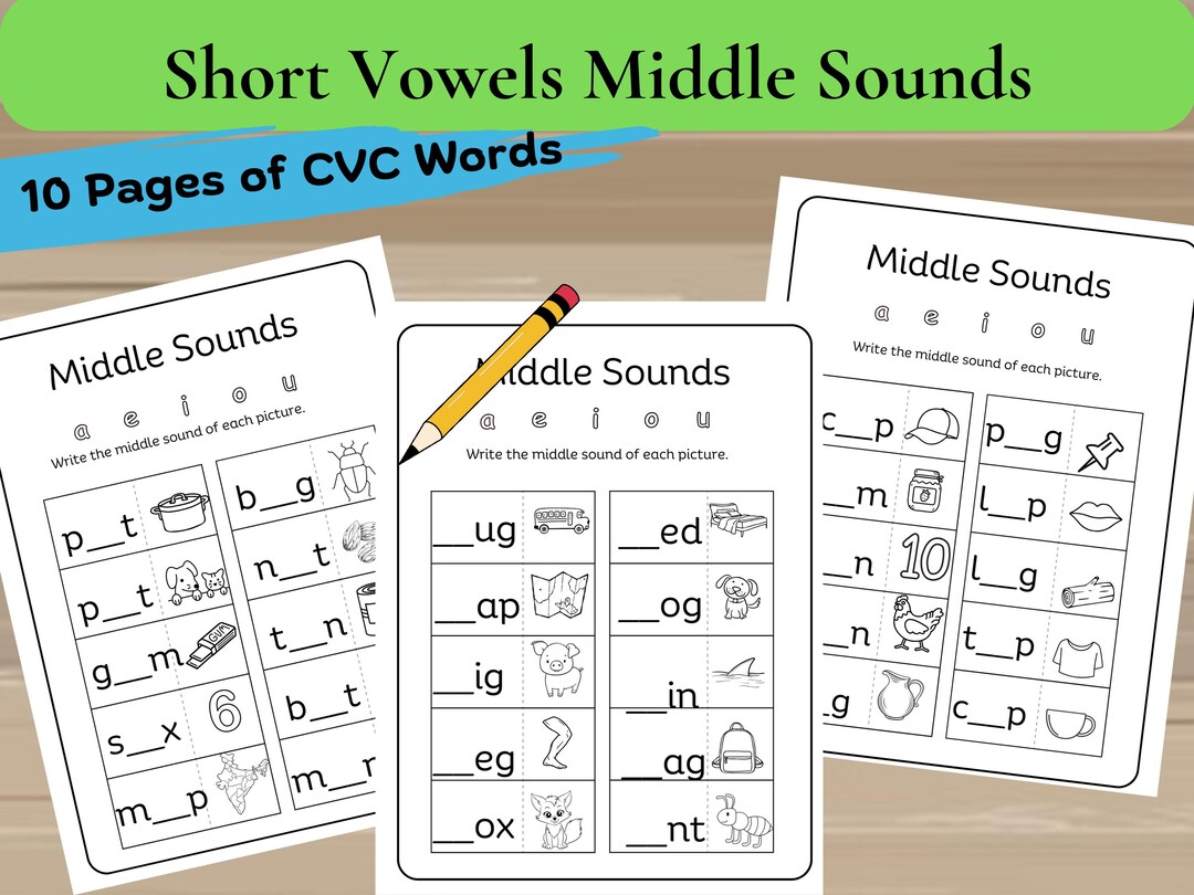 Phonics Worksheet, Middle Sound Worksheets, Write the Missing Letter ...
