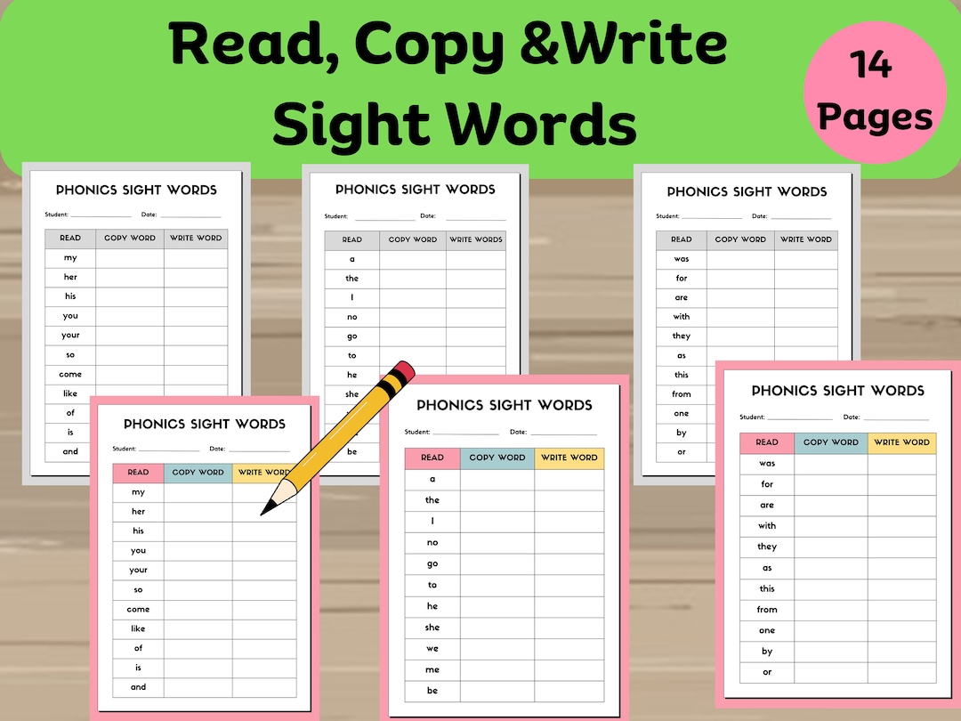 Phonics Sight Words Practice Printable Fry's First Sight Word ...