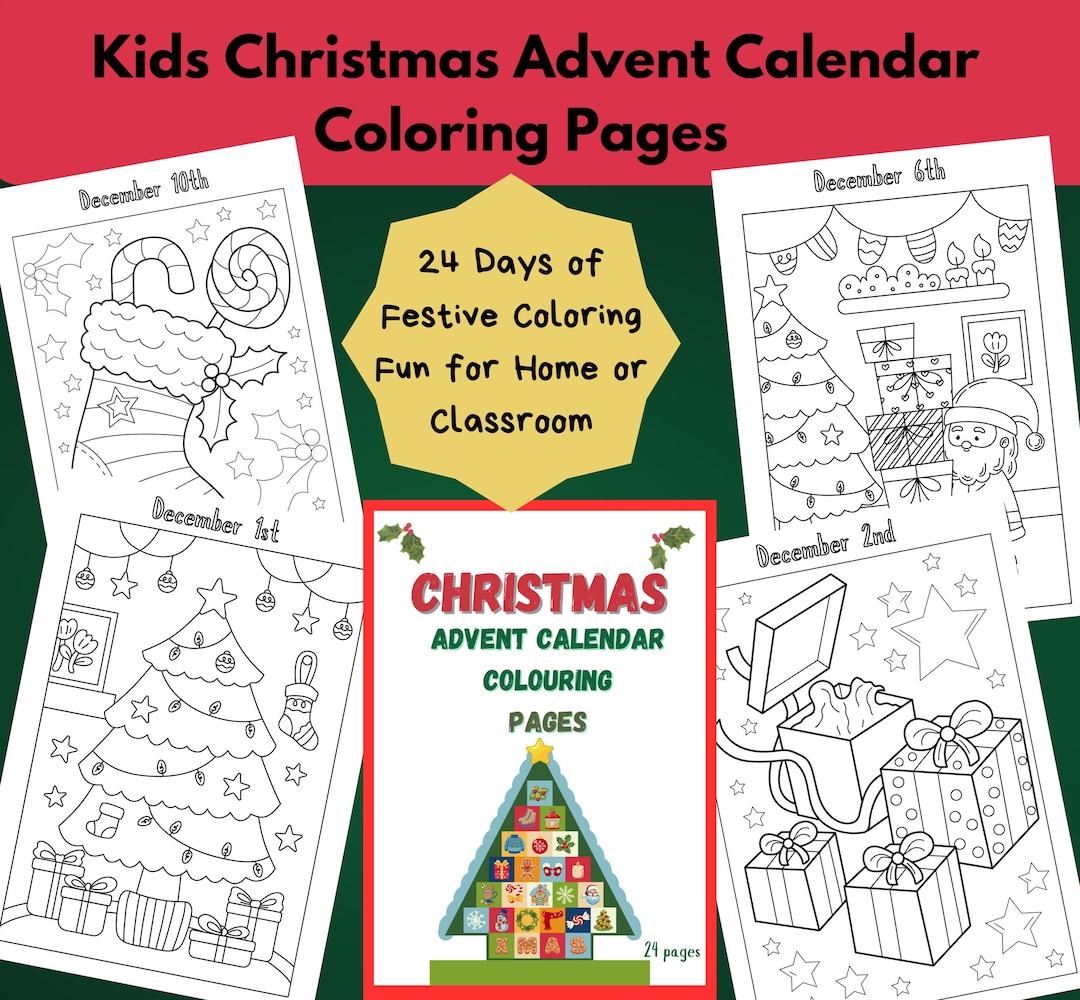 Christmas Countdown Printable Coloring, Holiday Advent Coloring Sheets ...