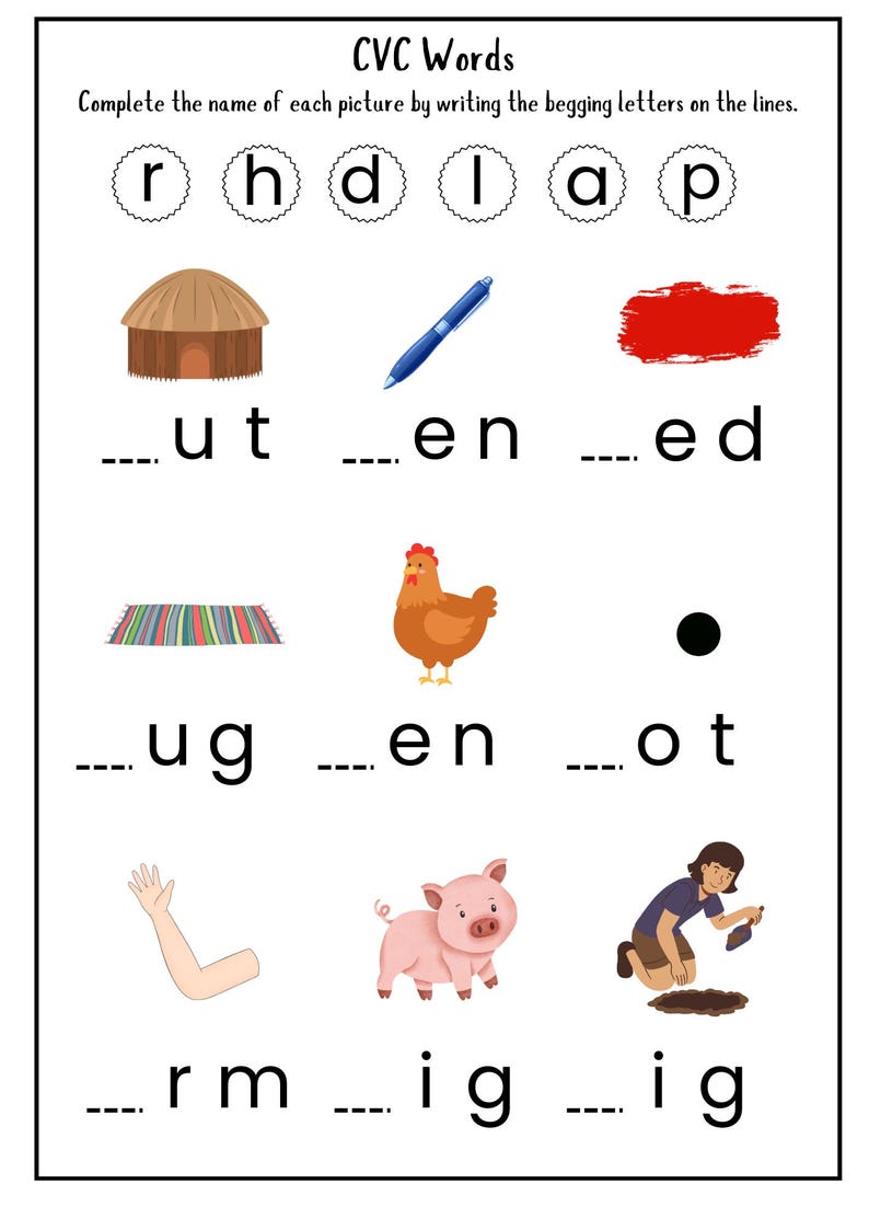 CVC Words Beginning Sound Worksheets | Phonics Practice for Early ...