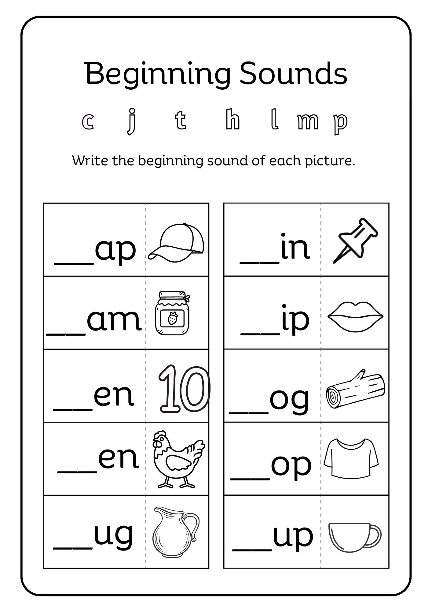 Phonics Beginning Sounds Worksheet: CVC Words, Alphabet Tracing (PDF ...