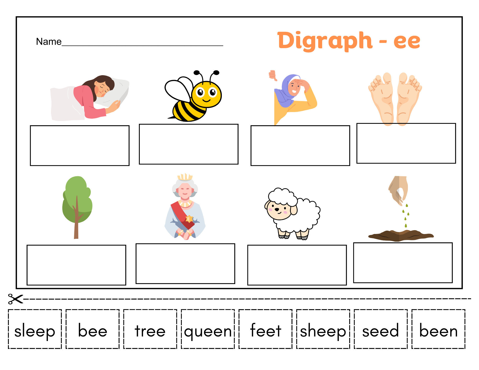 Phonics Digraph Worksheets, Preschool Phonics Picture Matching Sound ...