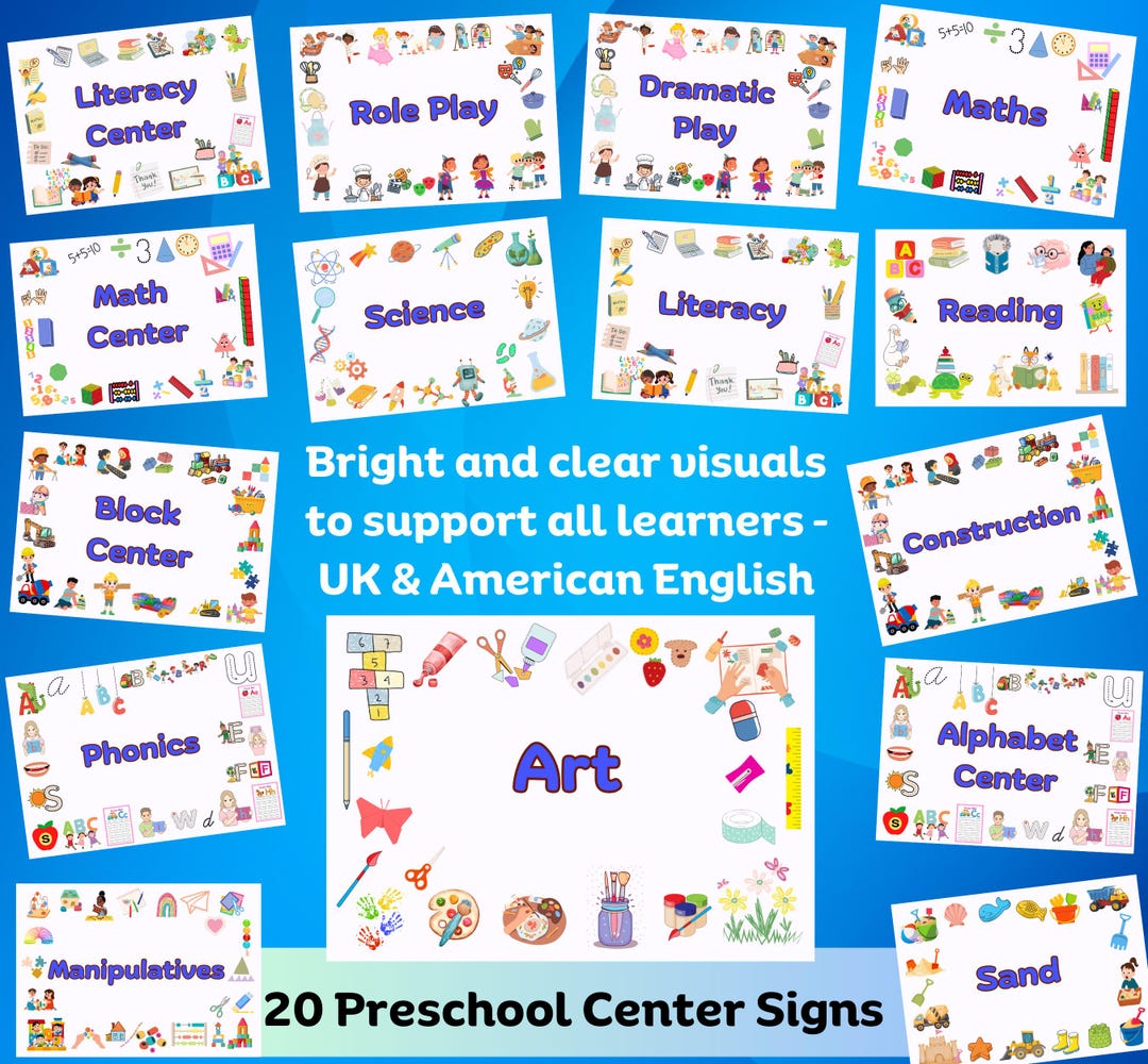 Preschool Learning Center Signs: Classroom Display Cards for ...
