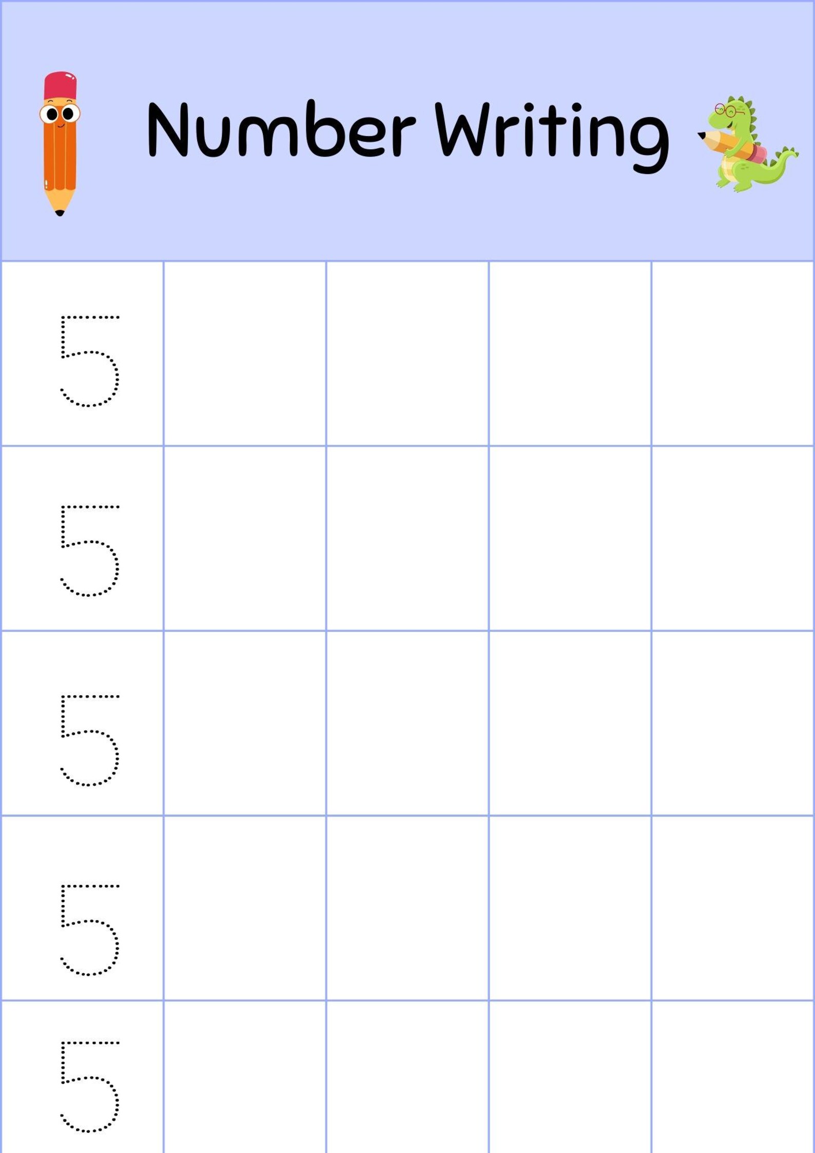 Number Writing Practice Sheets, Kids Number Tracing, Preschool Number ...