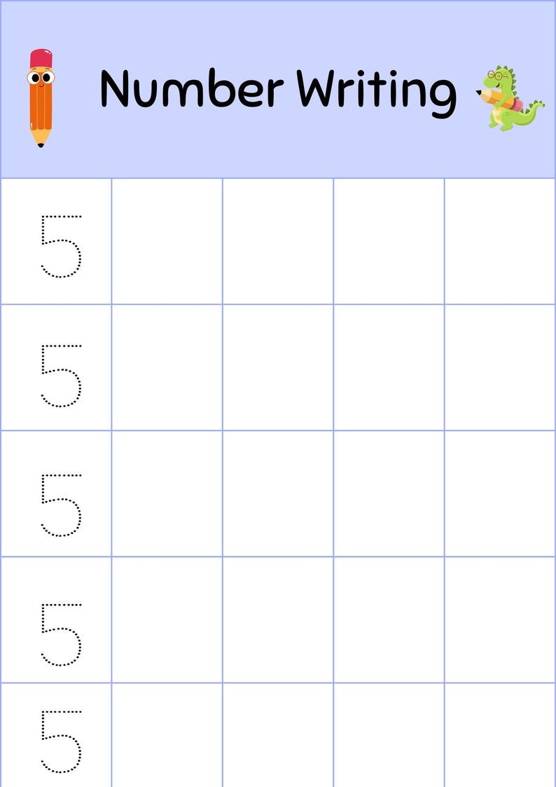 Number Writing Practice Sheets, Kids Number Tracing, Preschool Number ...