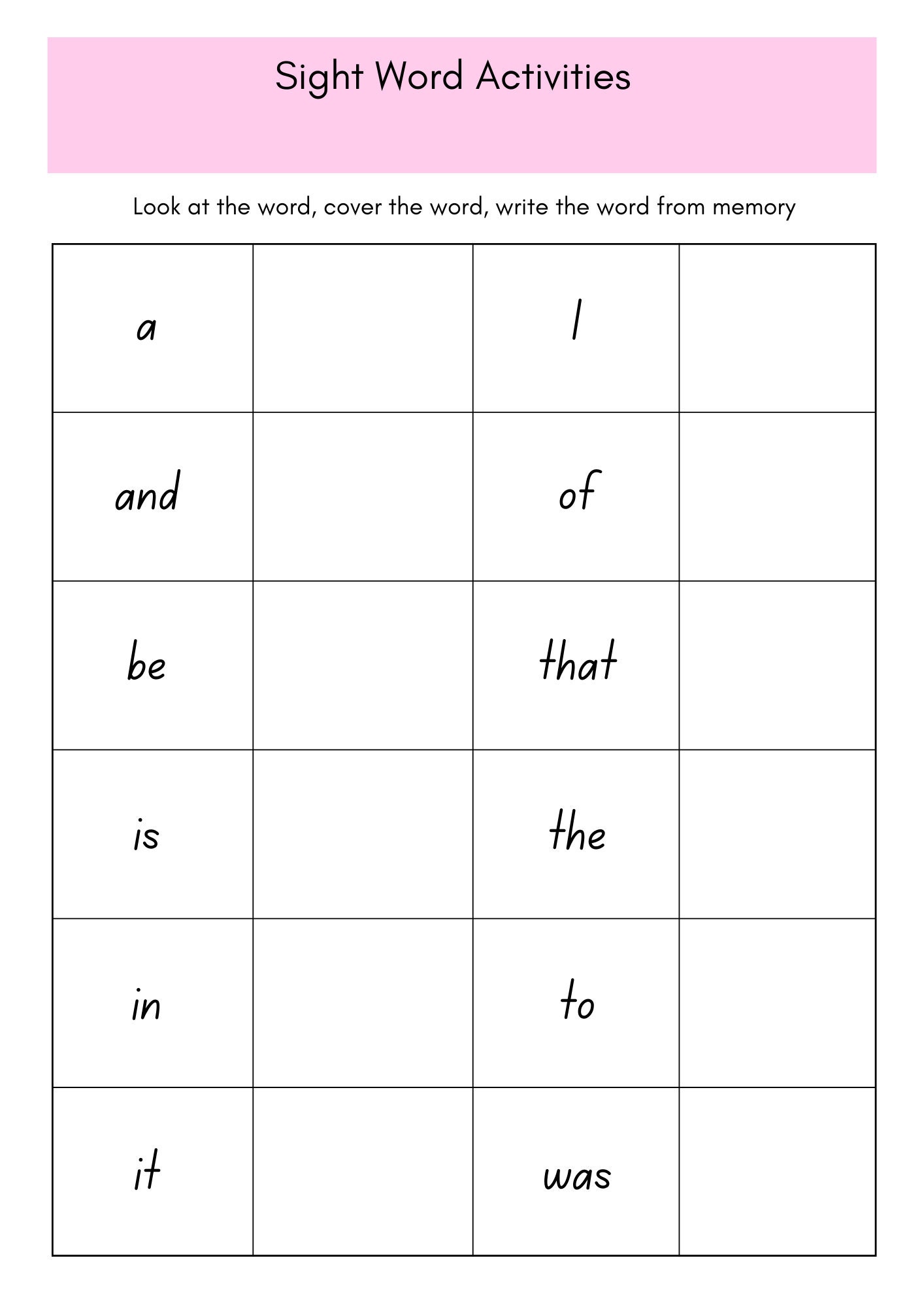 Complete Sight Words, Worksheets, Printable, Kindergarten, Sigh Words ...
