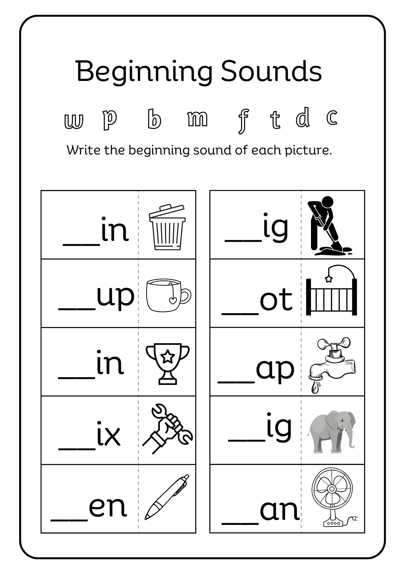 Phonics Beginning Sounds Worksheet: CVC Words, Alphabet Tracing (PDF ...