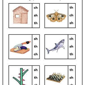 Phonics Digraph Worksheets for Kids | Match Sounds to Pictures| Early ...