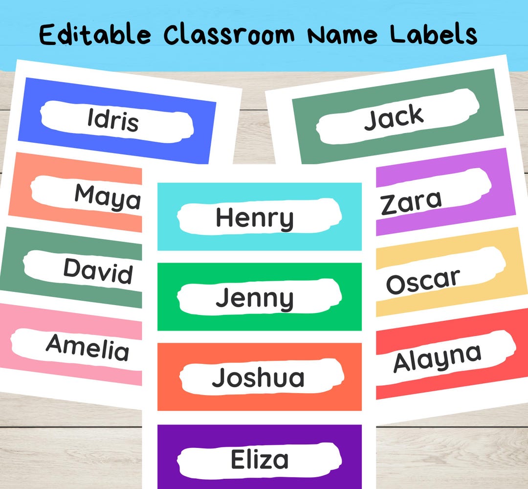 Editable Classroom Name Labels: Printable Student Desk Tags (powerpoint ...