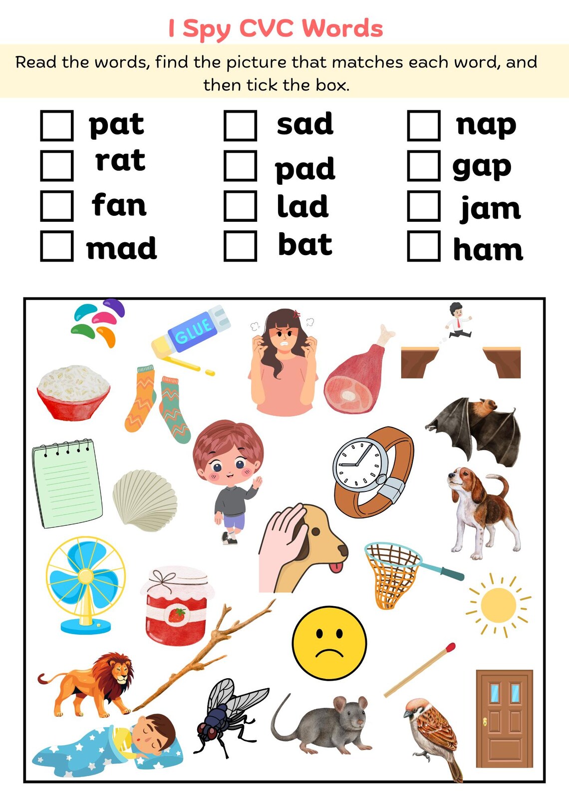 Phonics CVC Words Worksheets, Three Letter Word Practice, CVC Word ...