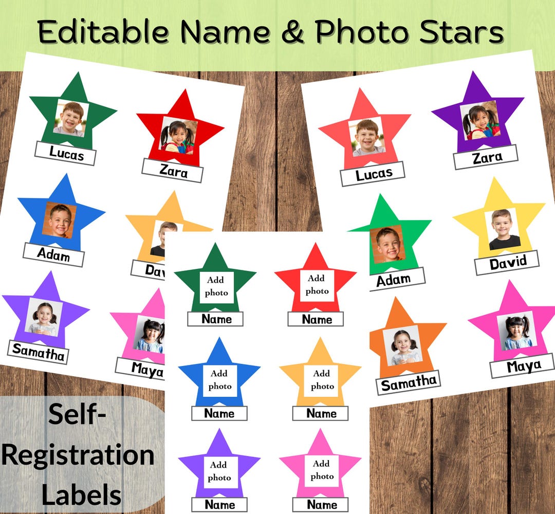 Editable Classroom Star Labels: Photo & Name - Teacher Resources (PDF ...