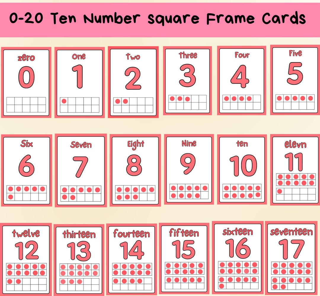 0–20 Ten Frame Number Cards | Printable Counting & Math Flashcards ...