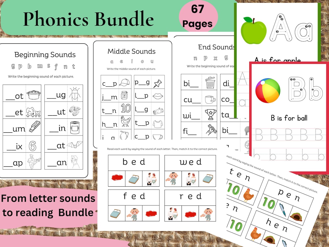 Phonics Bundle, Phonics Reading Three Letter Words, Phonics Worksheets ...
